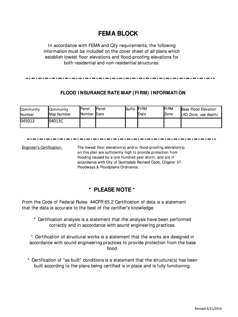 Fillable Online scottsdaleaz Blank Form FEMA Block - scottsdaleazgov ...