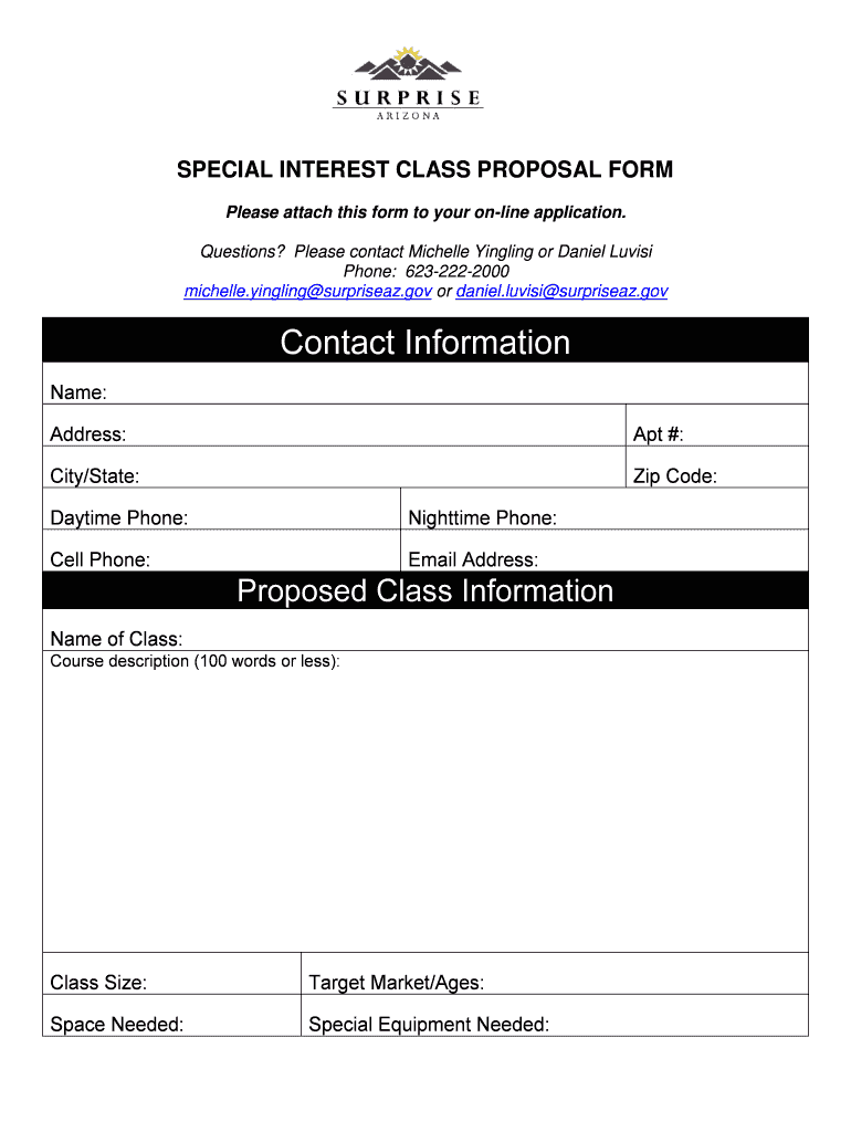 Fillable Online Instructor I and II Proposed Special Interest Class ...