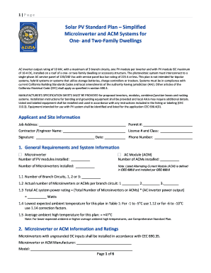 Fillable Online 1 Page Solar PV Standard Plan Simplified Microinverter ...