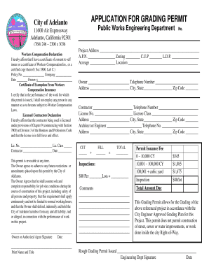 Fillable Online City of Adelanto APPLICATION FOR GRADING PERMIT 11600 ...