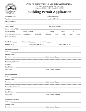 Fillable Online Building Permit Application - Chowchilla Fax Email ...