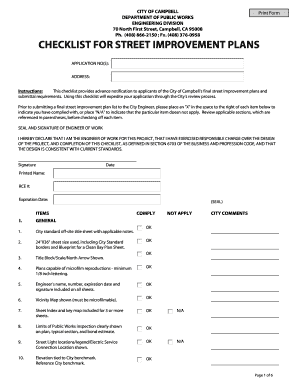 Fillable Online ci campbell ca CHECKLIST FOR STREET IMPROVEMENT PLANS ...