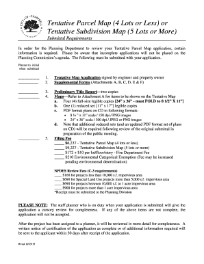 Fillable Online ci campbell ca Tentative Parcel Map 4 Lots or Less or ...