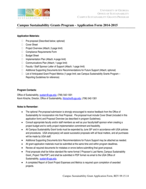 Fillable Online sustainability uga Campus Sustainability Grants bProgramb - bApplicationb Form ...