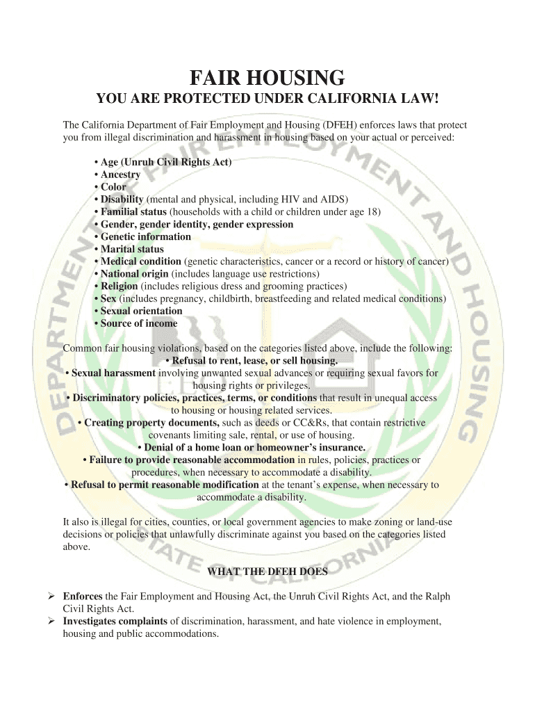 Fillable Online The California Department of Fair Employment and ...