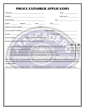 Fillable Online atascadero Atascadero Police Explorer Application ...