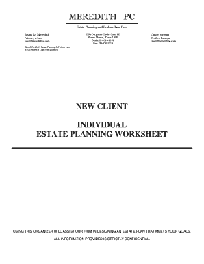 Fillable Online New Client - Estate Planning Information Sheet bb ...