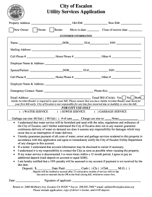Fillable Online Utility Services Application Fax Email Print - pdfFiller