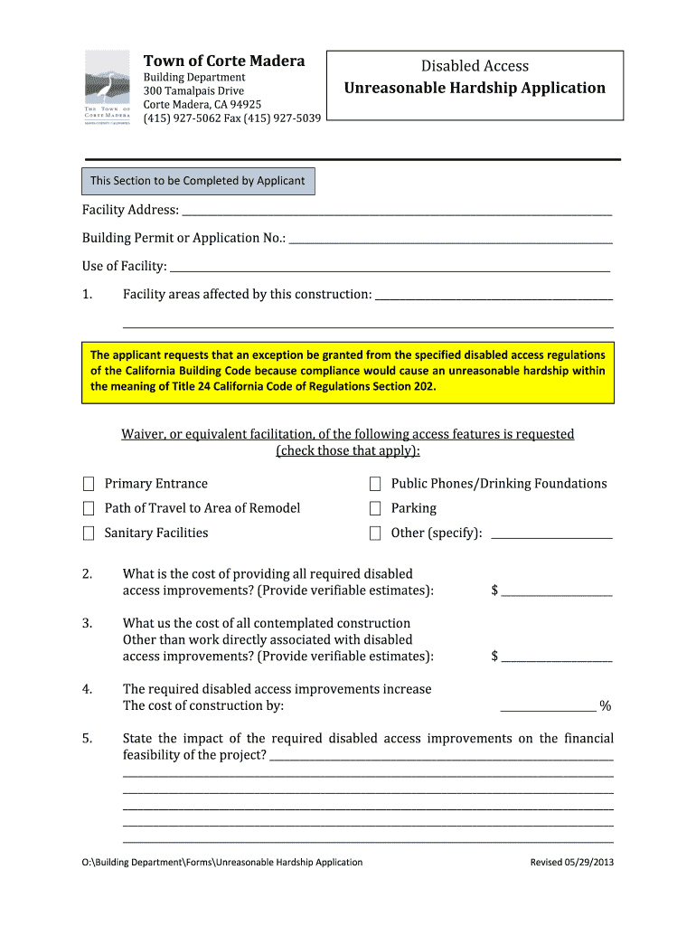 Fillable Online Unreasonable Hardship Application-1 Fax Email Print ...