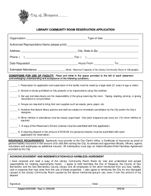 Fillable Online cityofhesperia 09242010 Library Community Room Rules ...