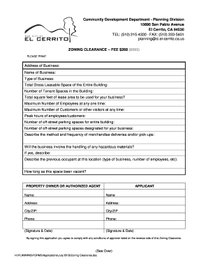 Fillable Online ZONING CLEARANCE FEE 268 6055 Fax Email Print - pdfFiller