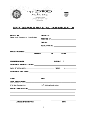 Fillable Online TENTATIVE PARCEL MAP TENTATIVE TRACT MAP Fax Email ...