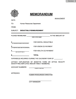 Fillable Online Deductible Reimbursementdoc Fax Email Print - pdfFiller