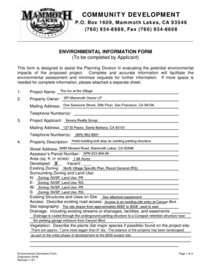 Fillable Online ci mammoth-lakes ca Environmental Information Form ...