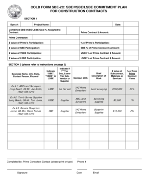 Fillable Online FORM SBE-2C Construction Commitment Plan.doc Fax Email ...