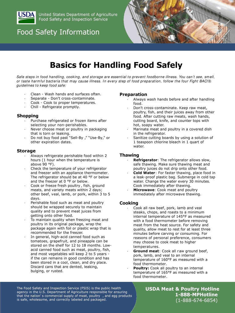 Fillable Online Safe steps in food handling, cooking, and storage are ...