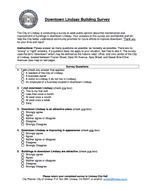 Fillable Online lindsay ca Downtown Lindsay Building Survey Fax Email ...