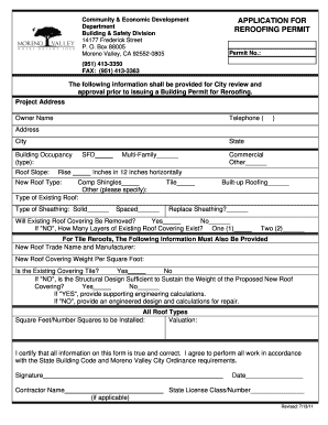 Fillable Online moval Reroof Permit rev JUL11doc Fax Email Print ...
