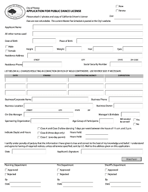 Fillable Online poway New City of Poway APPLICATION FOR PUBLIC DANCE ...