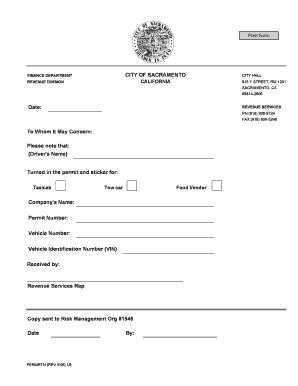 Fillable Online cityofsacramento FINANCE DEPARTMENT CITY OF SACRAMENTO ...