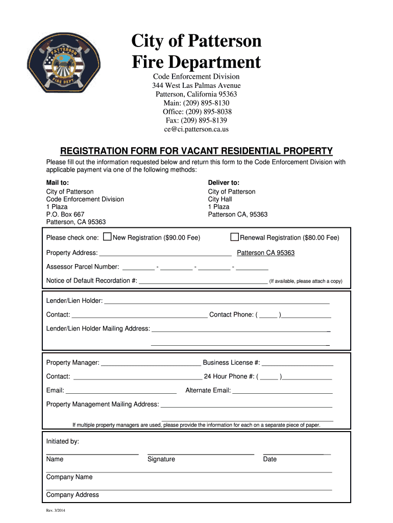 Fillable Online Vacant Structure Registration Fax Email Print - pdfFiller