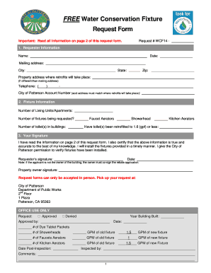 Fillable Online FREE Water Conservation Fixture Request Form ...