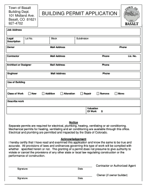 Fillable Online Building Dept BUILDING PERMIT APPLICATION 101 Midland ...