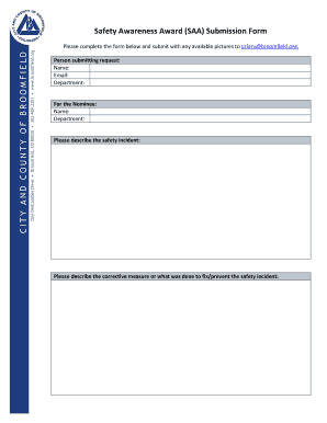 Fillable Online broomfield Safety Awareness Award SAA Submission Form ...
