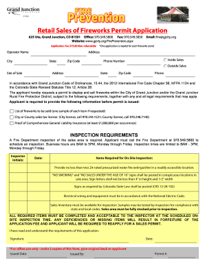 Fillable Online Retail Sales of Fireworks Permit Application Fax Email ...