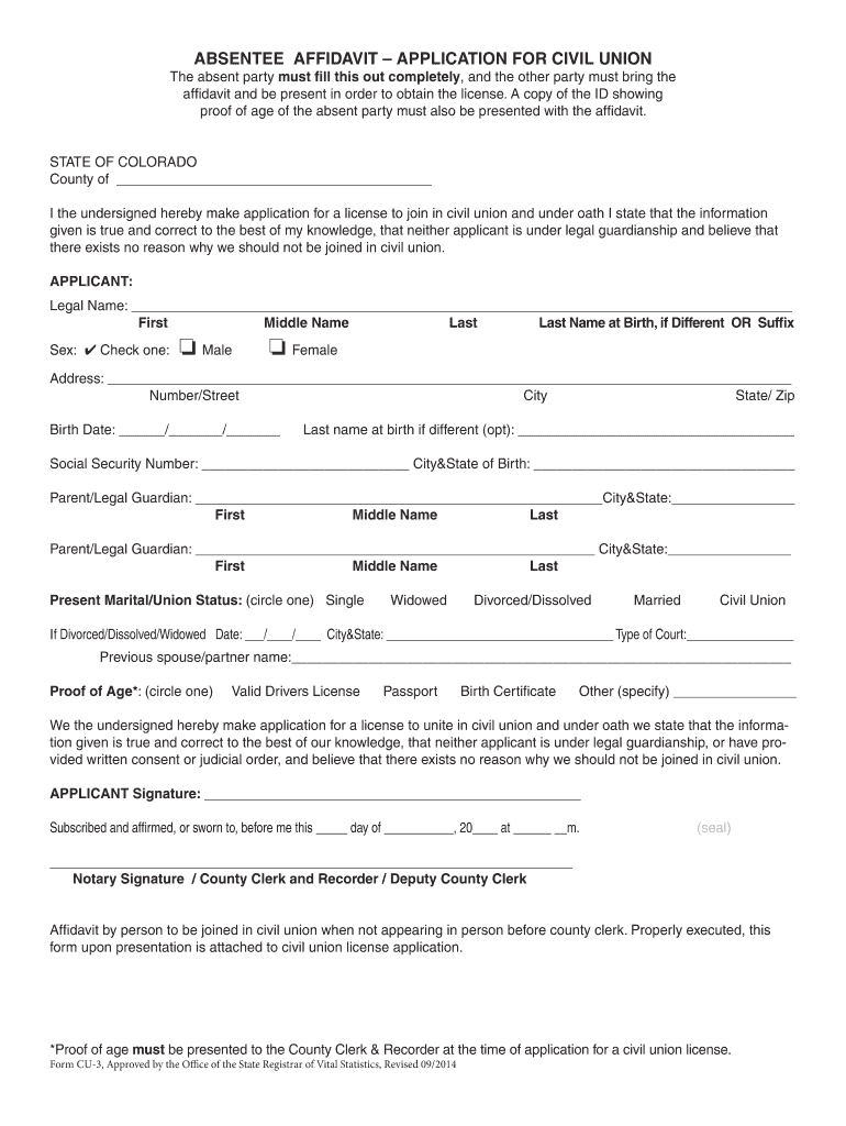 Fillable Online douglas co ABSENTEE AFFIDAVIT APPLICATION FOR CIVIL ...