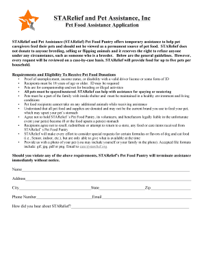 Fillable Online Pet Food Pantry Applicationdoc Fax Email Print - pdfFiller
