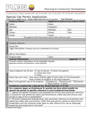 Fillable Online Special Use Permit Application Contact Info Date ...