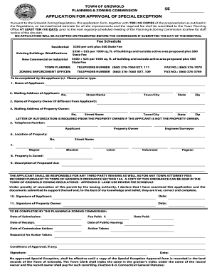 Fillable Online SPECIAL EXCEPTION APPLICATION.doc Fax Email Print - pdfFiller
