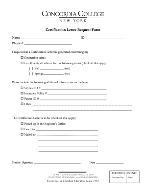 Fillable Online concordia-ny Certification Letter Request Form - Concordia College - concordia ...