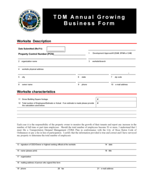 Fillable Online TDM Annual Growing Business Form - Boca Raton Florida ...