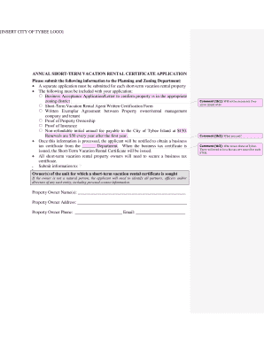 Fillable Online cityoftybee ANNUAL SHORT-TERM VACATION RENTAL ...