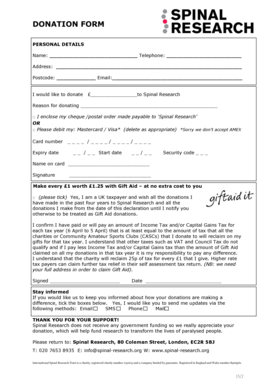 Fillable Online spinal-research DONATION FORM PERSONAL DETAILS Name ...
