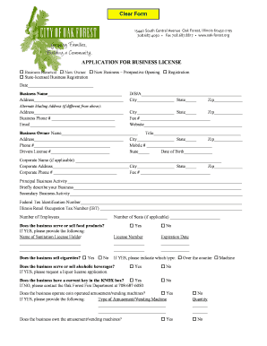 Fillable Online oak-forest City of Oak Forest - Application for ...