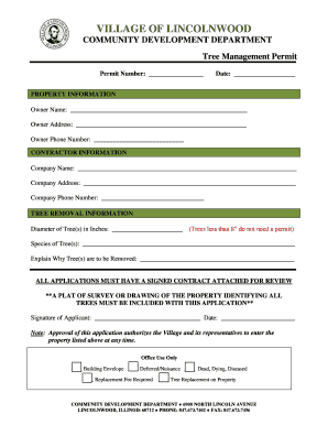 Fillable Online Tree Management Permit Fax Email Print - pdfFiller