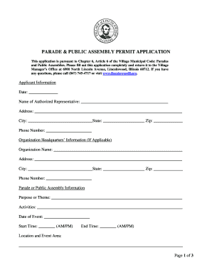 Fillable Online Public Assembly Permit Application - Lincolnwood Fax Email Print - pdfFiller