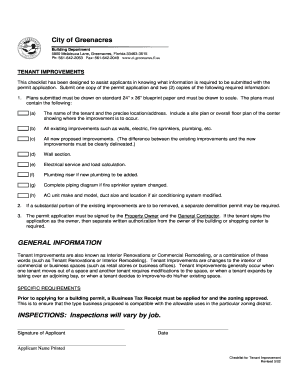 Fillable Online CHECKLIST TENANT IMPROVEMENT Fax Email Print - pdfFiller