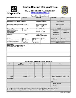 Fillable Online Traffic Section Request Form - Naperville Fax Email ...