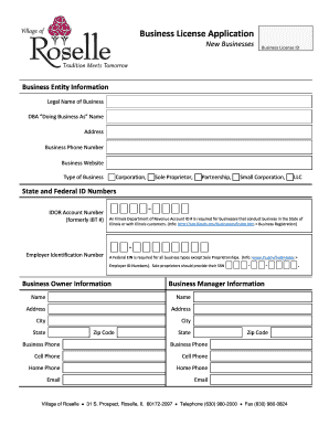 Fillable Online roselle il Business License Application - Roselle IL ...
