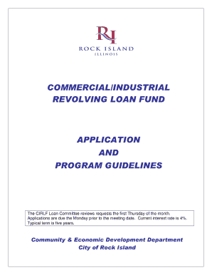 Fillable Online COMMERCIALINDUSTRIAL REVOLVING LOAN FUND APPLICATION ...