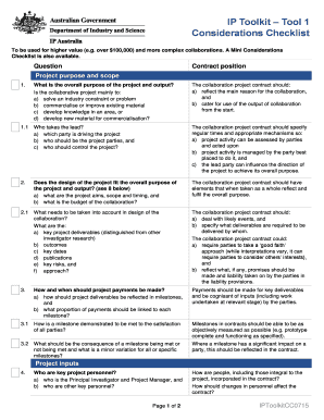 Fillable Online IP Toolkit - Tool 1 Considerations Checklist Fax Email ...