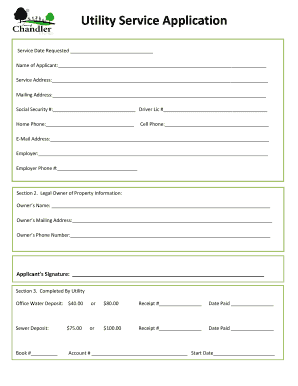 Fillable Online townofchandler Utility Service Application - Chandler ...