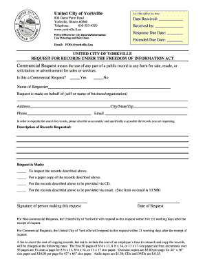 Fillable Online yorkville il Blank FOIA Form 2014 - yorkvilleilus Fax ...