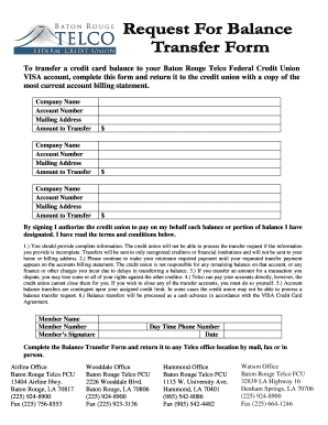 Fillable Online brtelco VISA Balance Transfer Form Jan 2013.doc Fax ...