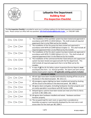 Fillable Online This Pre-Inspection Checklist is provided to assist you ...