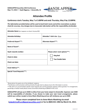 Fillable Online Attendee Profile - SANDLAPPER Securities LLC Fax Email ...